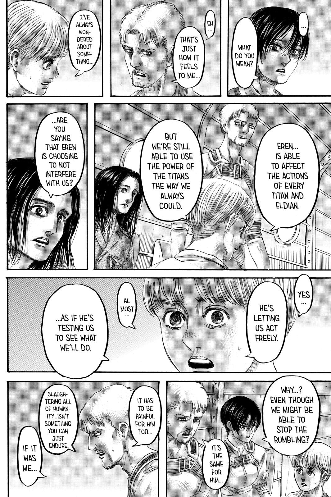 chapter 133 is relevant to what Eren has been thinking and doing ...