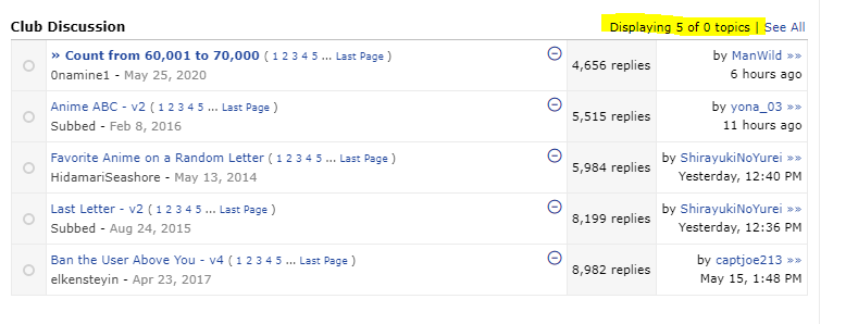 Incorrect # of Thread in App Activated Clubs - Forums - MyAnimeList.net