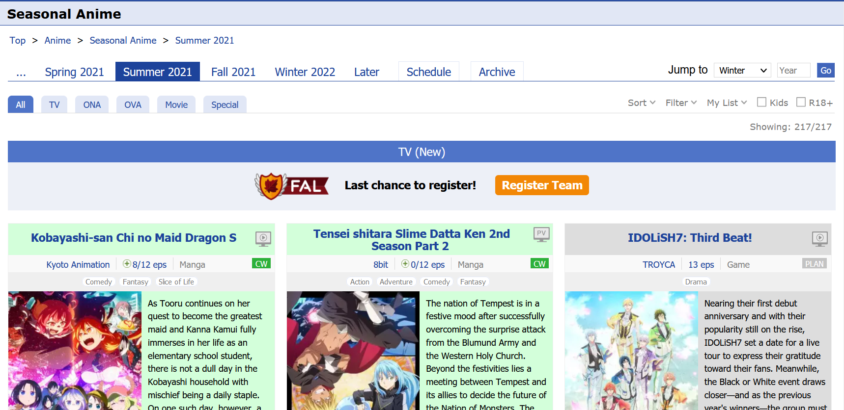 Add anime seasons to the search filter - Forums - MyAnimeList.net