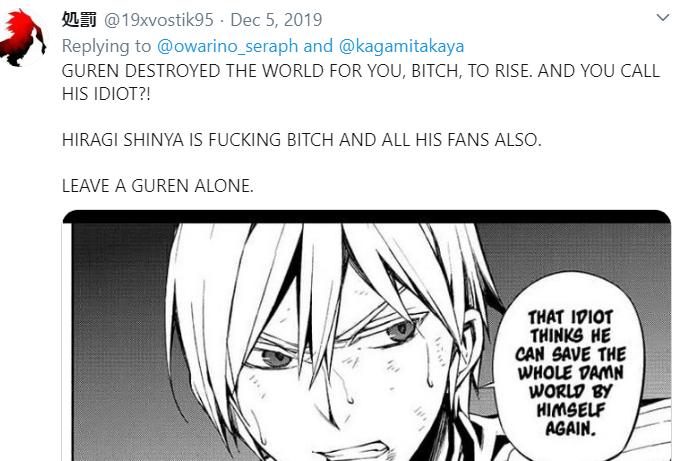 A toxic fans attacking Kagami-sensei and Asami-sensei via twitter ...