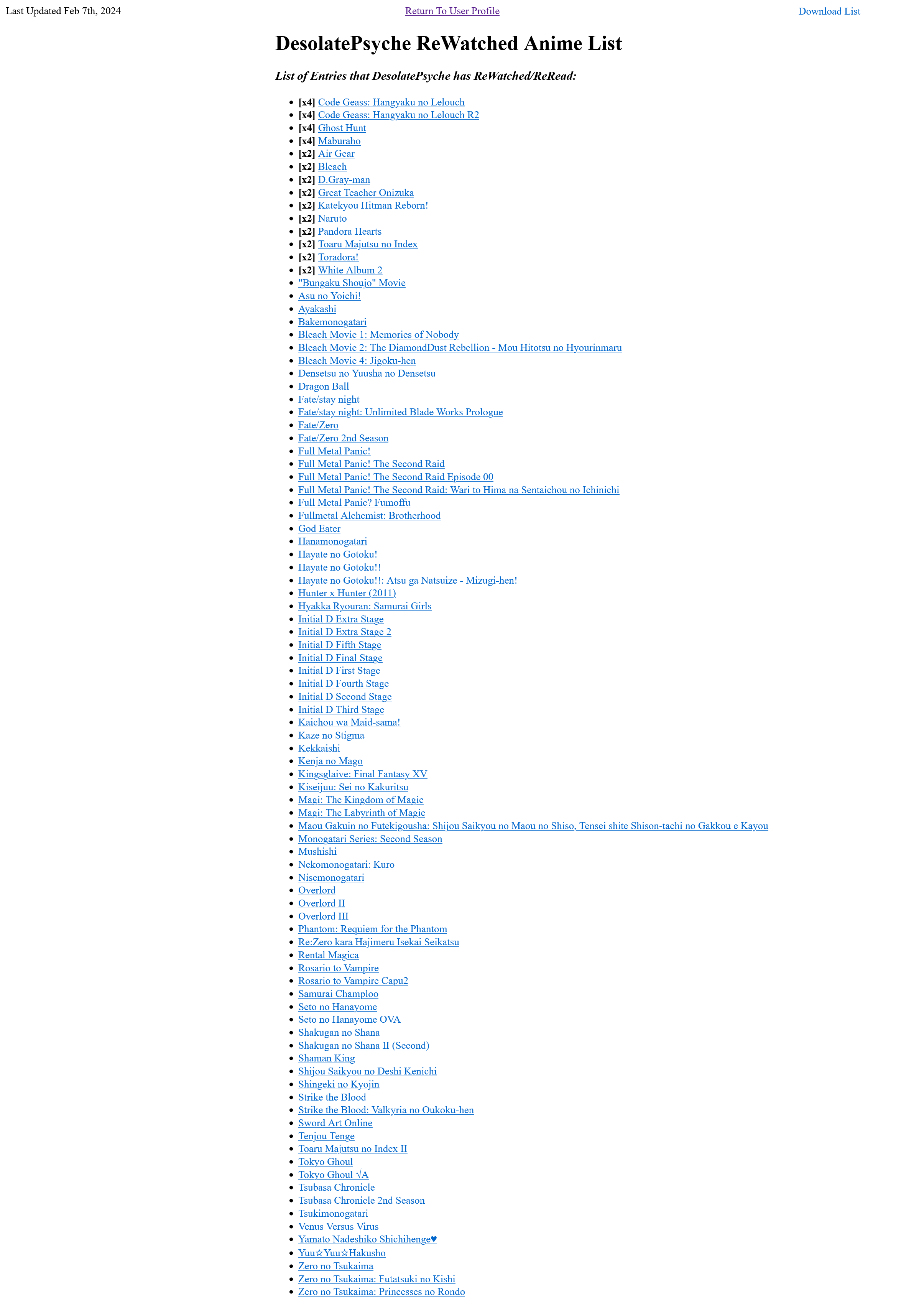 what anime has the best REPLAY VALUE ? - Forums - MyAnimeList.net