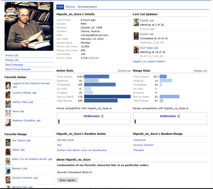 WaybackMachine Your Profile v2: Eletric Weeaboo - Forums - MyAnimeList.net