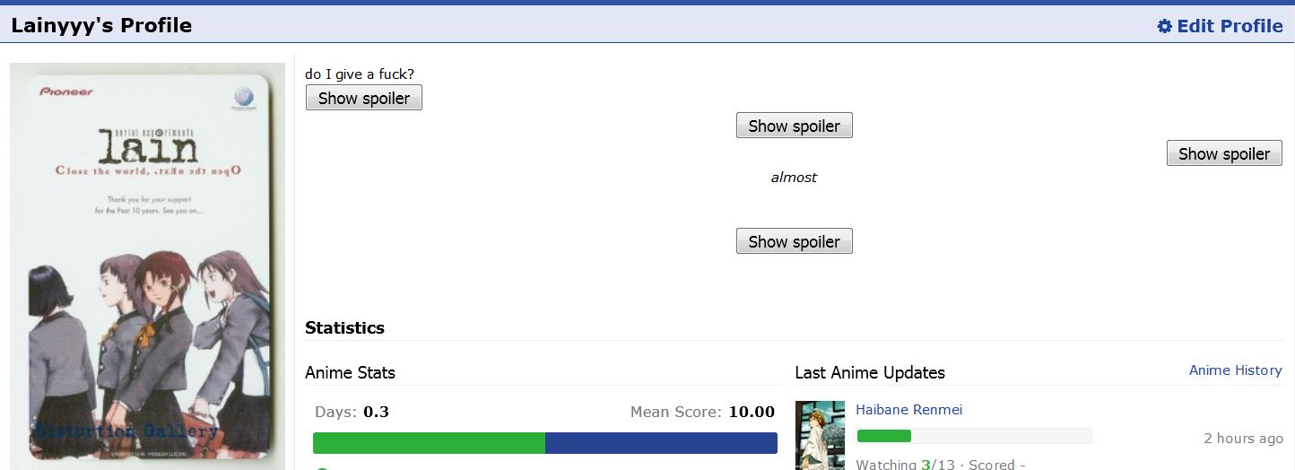 BBcode spoiler help. - Forums - MyAnimeList.net