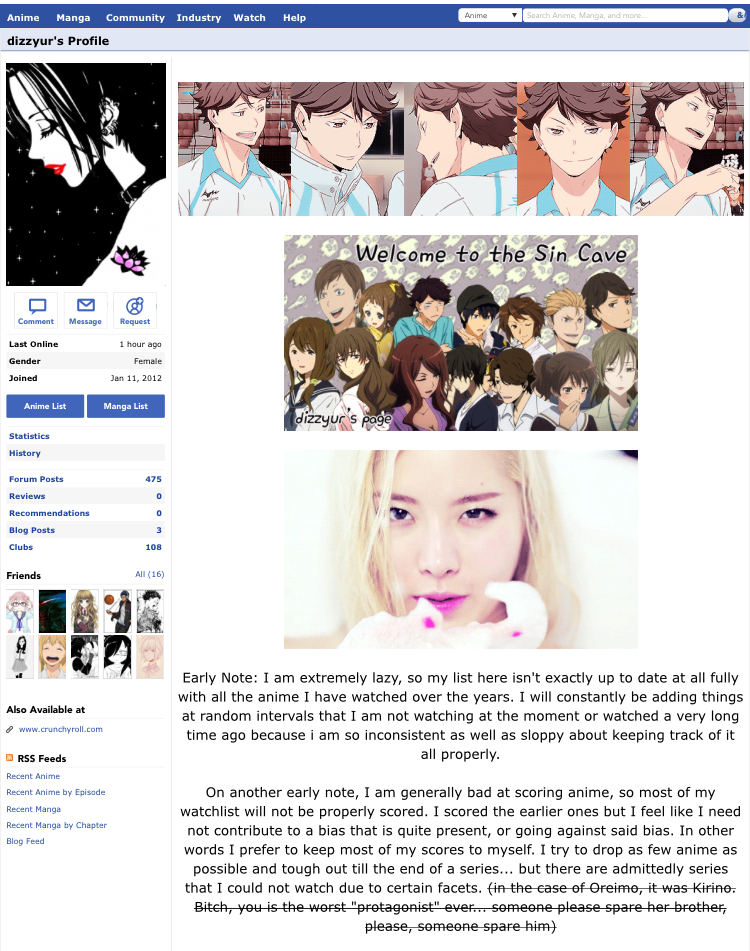 WaybackMachine Your Profile v2: Eletric Weeaboo - Forums - MyAnimeList.net