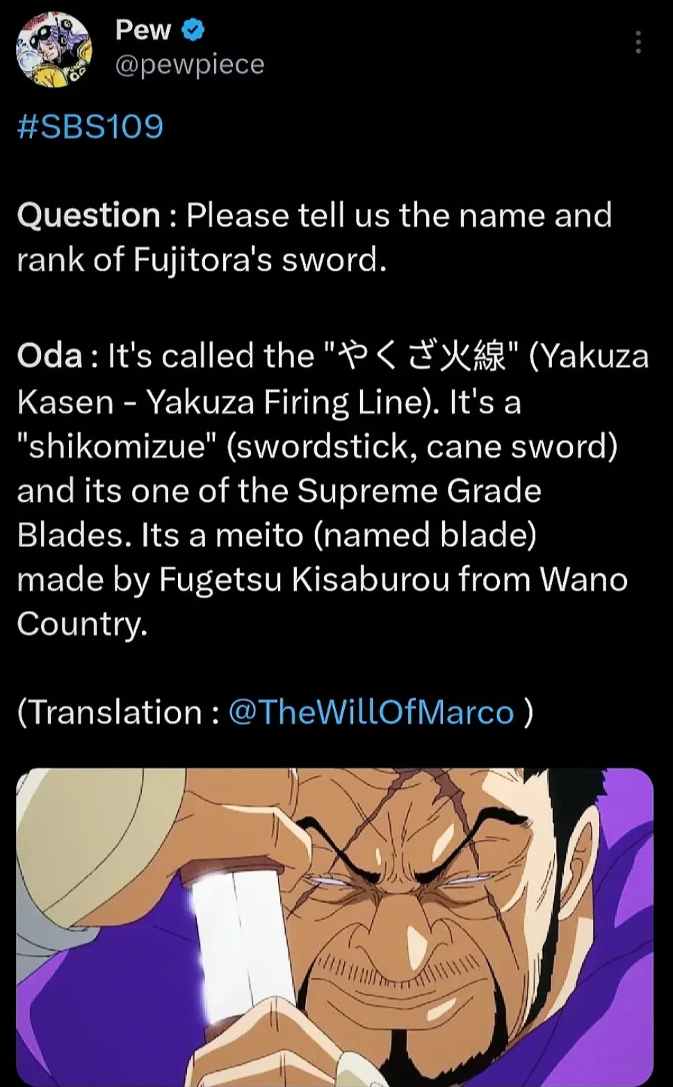 New information about Fujitora's sword (SBS 109). - Forums ...