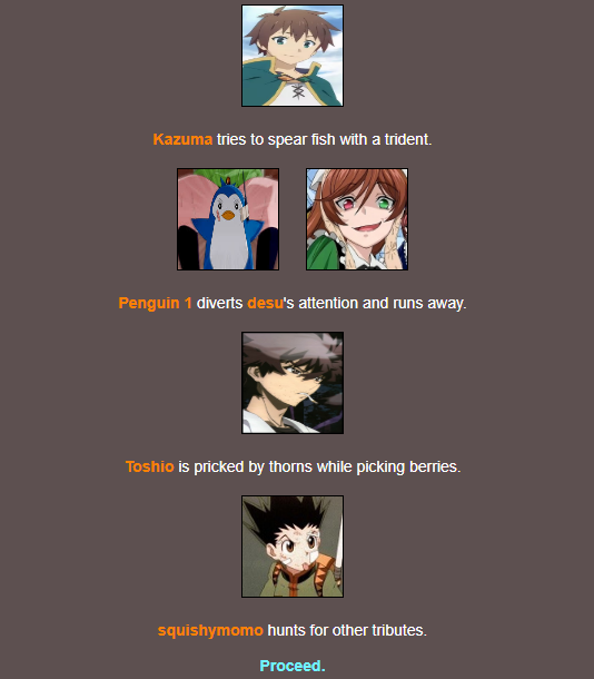 MAL Hunger Games Sim: Vers1? (150 - ) - Forums - MyAnimeList.net