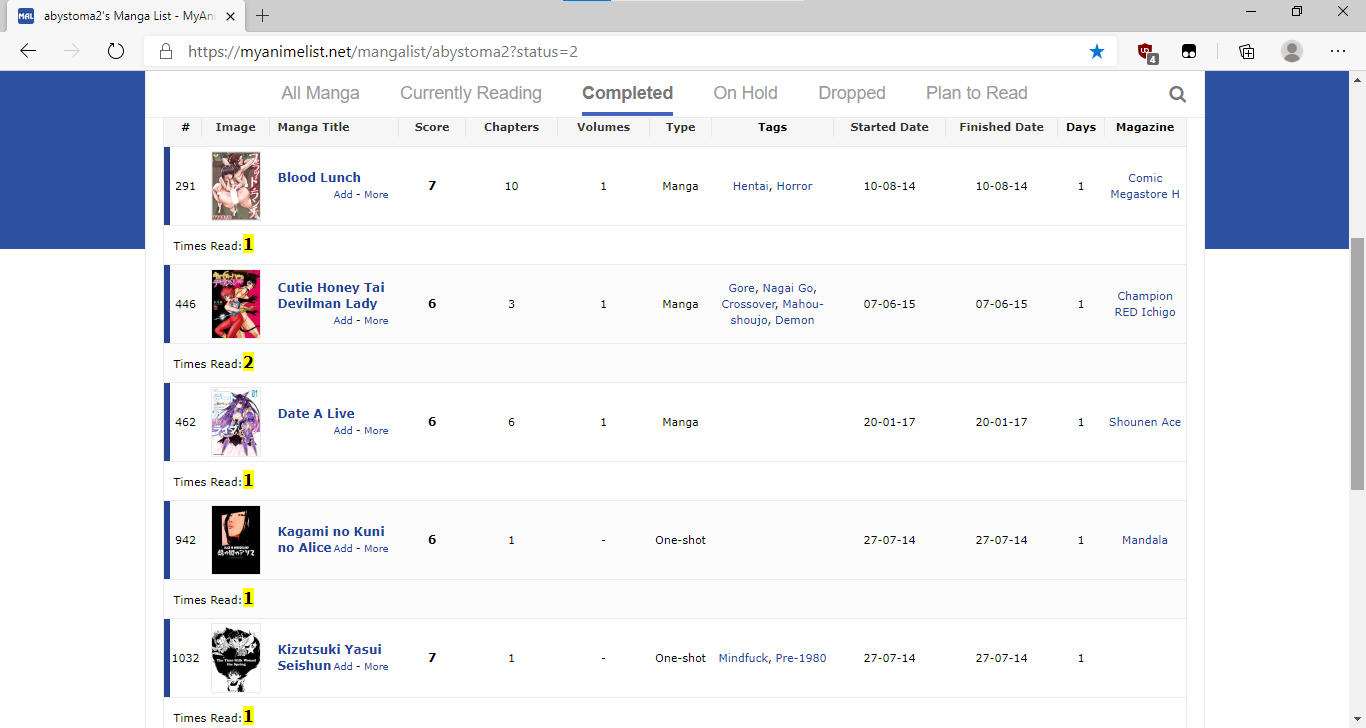 A quick way to list your rewatched anime on MyAnimeList. And also ...