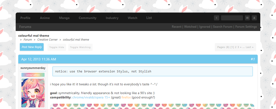 colourful mal theme - Forums - MyAnimeList.net