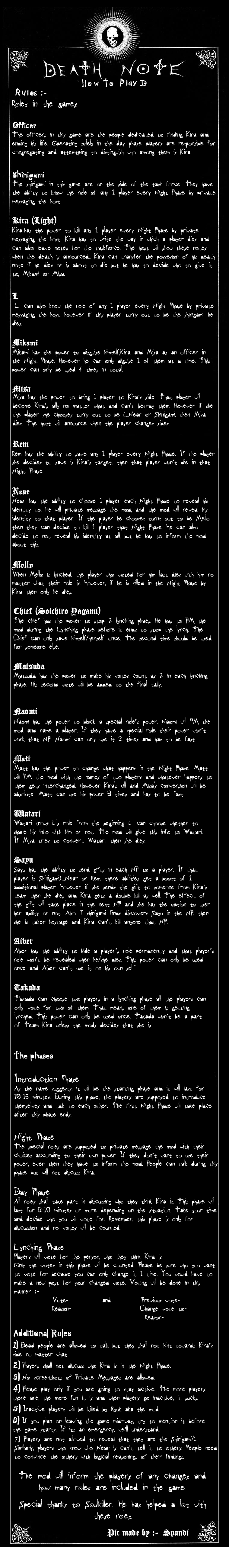 Death Note RPG Rules - Forums - MyAnimeList.net
