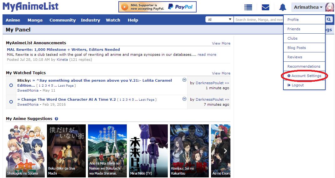 Can't change password - Forums - MyAnimeList.net