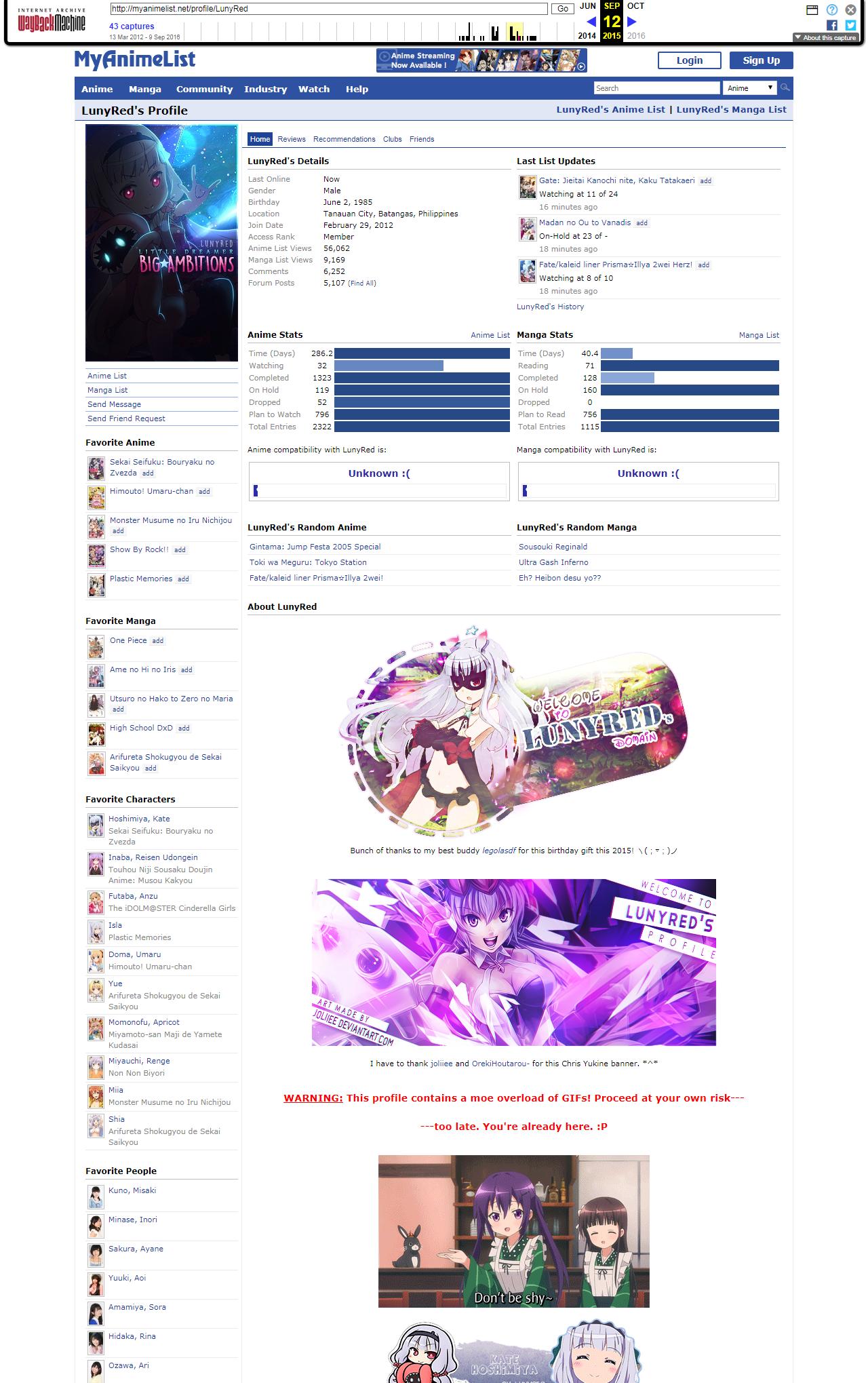 WaybackMachine Your Profile v2: Eletric Weeaboo - Forums - MyAnimeList.net