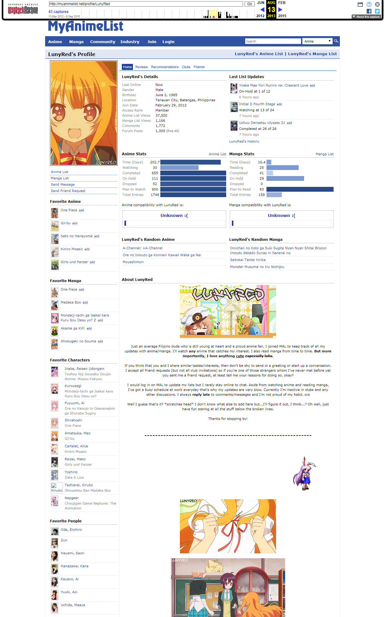 WaybackMachine Your Profile v2: Eletric Weeaboo - Forums - MyAnimeList.net